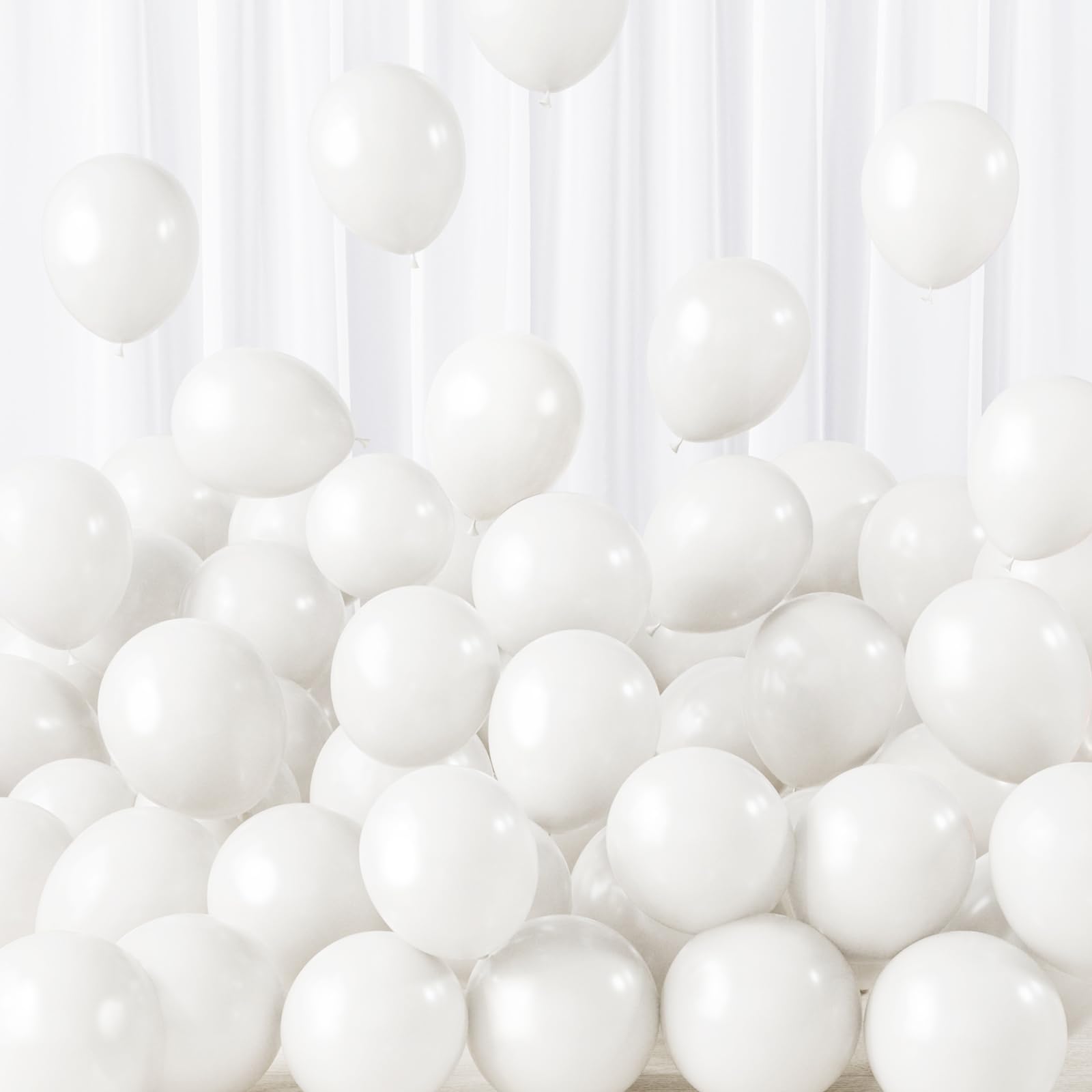 RUBFAC 5 Inch White Balloons, 120pcs Party Latex Balloons, Thicker White Balloons for Birthday Wedding Baby Shower Graduation Anniversary Party Decorations