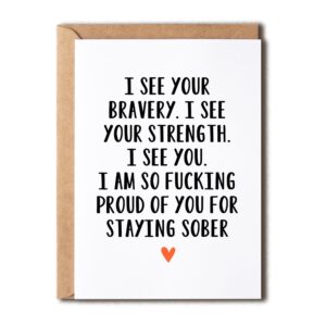 ntvshop funny sober card - proud of you for staying sober card - sobriety gift for women men - simple card for him her