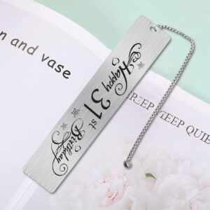 Jzxwan Happy 31st Birthday Gifts for Women Men, 31 Year Old Birthday Bookmark Gift for Him Her, Happy 31 Yr Bday Book Mark for Female Male, 1993 Bd Present, 31 st Birthday Card Decoration