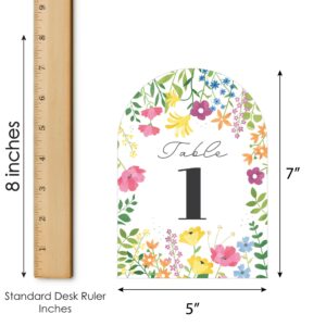 Big Dot of Happiness Wildflowers Bride - Boho Floral Bridal Shower and Wedding Party Double-Sided 5 x 7 inches Cards - Table Numbers - 1-20