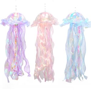 glitter iridescent jellyfish hanging decor jellyfish kit for under the sea little mermaid party decoration centerpiece hanging jelly fish decor ocean birthday wedding bridal baby shower party supplies