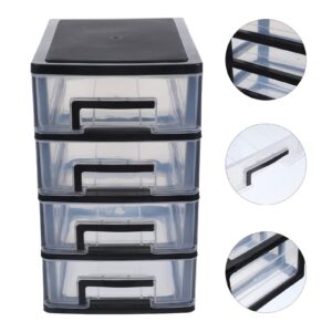 Storage Cabinet Plastic 4 Drawer Wide Storage Drawer, Plastic Clear Storage and Organizer Cabinet for Bathroom, Closet, Craft Room, Garage, Kids Room, Office, Pantry, Desktop