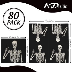 Grehge Skull Paper Napkins Disposable Halloween Skeleton Luncheon Napkins Smile Skull Decor