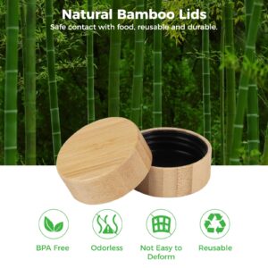 CDOKY 28 Pcs 1.85''D Bamboo Jar Lids, Natural Bamboo Lids for 4 oz and 6 oz Spice Jars, Nice Sealing Wooden Storage Can Lids, Round Mason Jar Lids, Reusable Leak-proof Lids