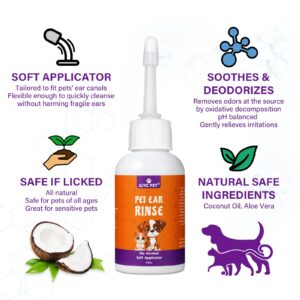 GJYC PET Ear Cleaner for Dogs and Cats,Dog Ear Infection Treatment for Itch Relief, Cleans The Ear Canal from Debris and Buildup Removes Wax, Odor with Aloe 2 Fl oz