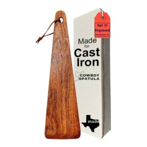 cowboy spatula mesquite wood spatula - original handmade in texas made in usa for non stick frying pan, cast iron skillet, griddle, baking, stainless steel (original - plain - no personalization)