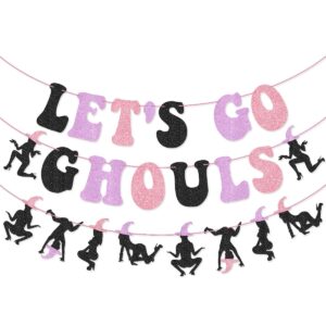 pink purple let's go ghouls banner garland for halloween bachelorette party halloween birthday party decorations