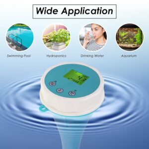 Smart Water Quality Tester: 6-in-1 Bluetooth Floating Monitor for Pools, Spas, and Hydroponics - pH, EC, ORP, Chlorine, Salinity, and Temperature Measurement