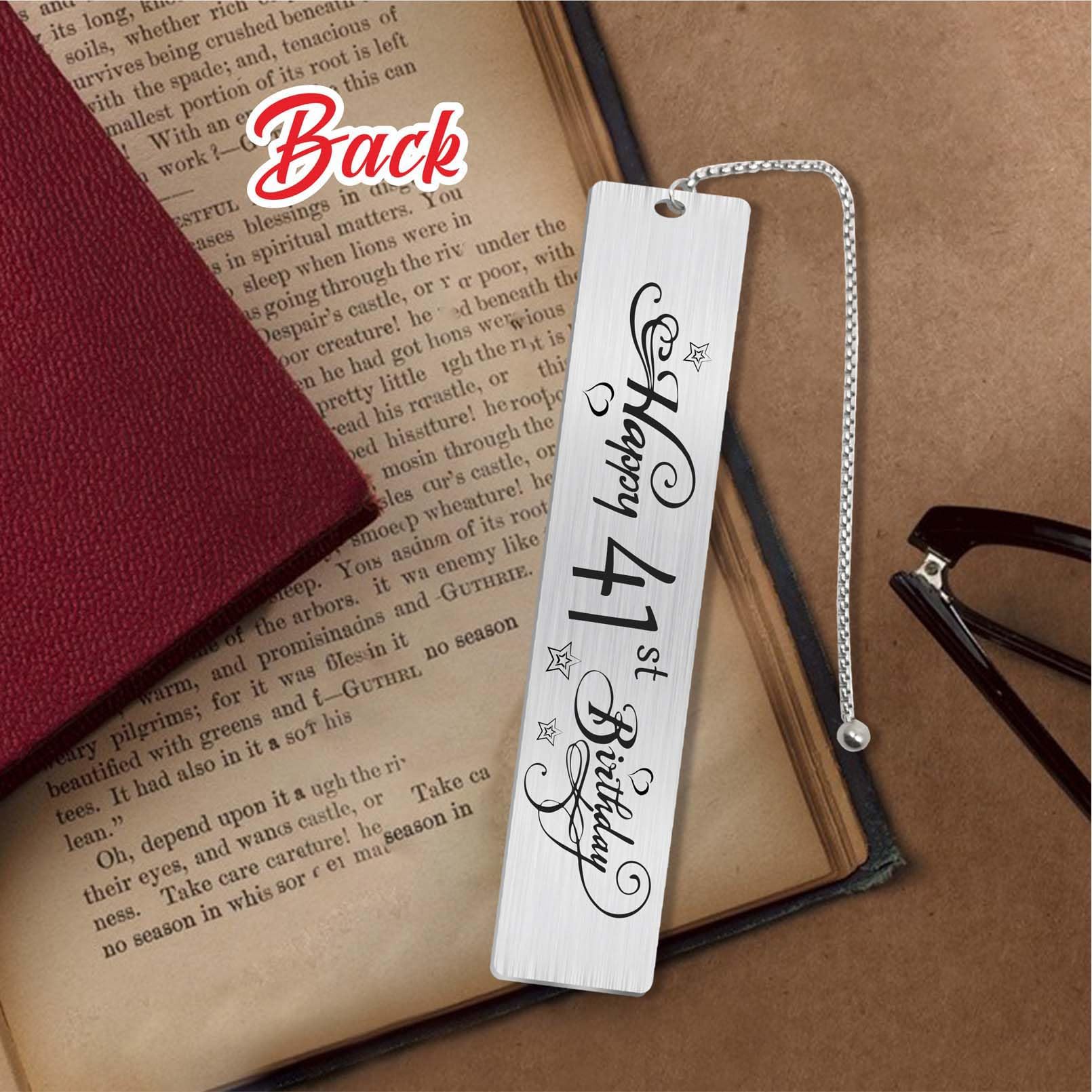 Jzxwan Happy 41st Birthday Gifts for Women Men, 41 Year Old Birthday Bookmark Gift for Him Her, Happy 41 Yr Bday Book Mark for Female Male, 1983 Bd Present, 41 st Birthday Card Decoration