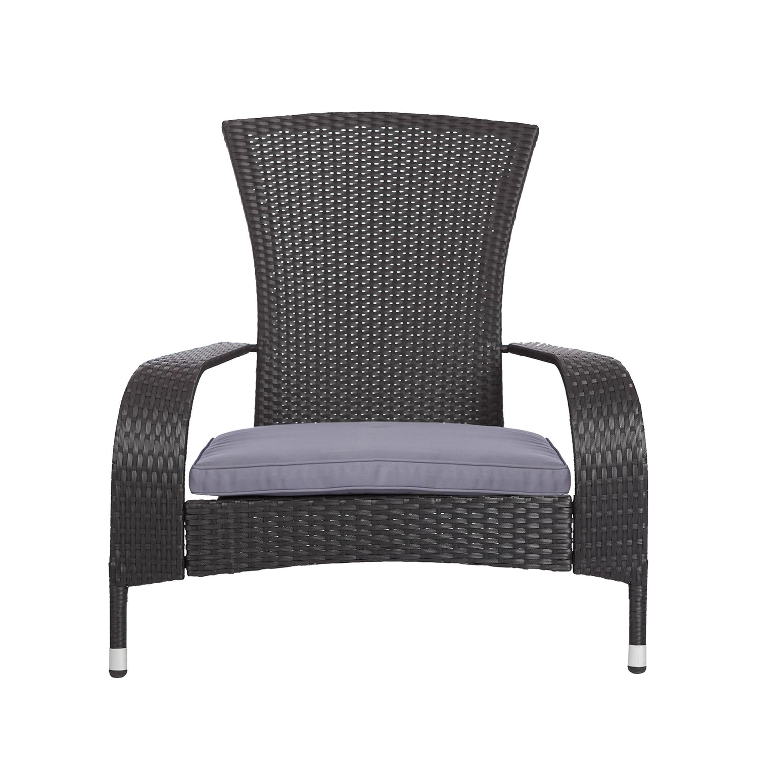 Aspect Living 64962 Pacifico Black Wicker Lounge Chair with Grey Cushion - All-Season, Lightweight, Adirondack Style, Durable & Stylish Outdoor Armchair, Elegant Black Finish