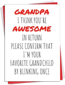 ikassong funny card for grandpa birthday grandparents day 5.3 x 7.6 with 2 envelopes