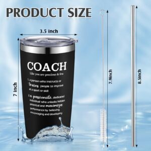 Lallisa 4 Pack Coach Gifts Best Coach Tumbler 20 oz Stainless Steel Coffee Travel Mug with Lid Straw and Brush Coach Appreciation Gift for Volleyball Basketball Football Coach Men Women (Black)