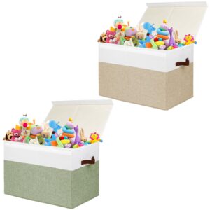 large toy storage box chest with lid, sturdy toys boxes bin organizer baskets for nursery, closet, bedroom, playroom 25"x13" x16"