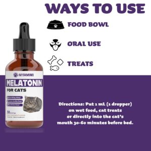 Melatonin for Cats | Supports Healthy, Restful Sleep for Your Cat | Cat Stress Relief | Cat Calming | Cat Anxiety Relief | Cat Melatonin | Anxiety Relief for Cats | Cat Sleep Aid | 1 fl oz