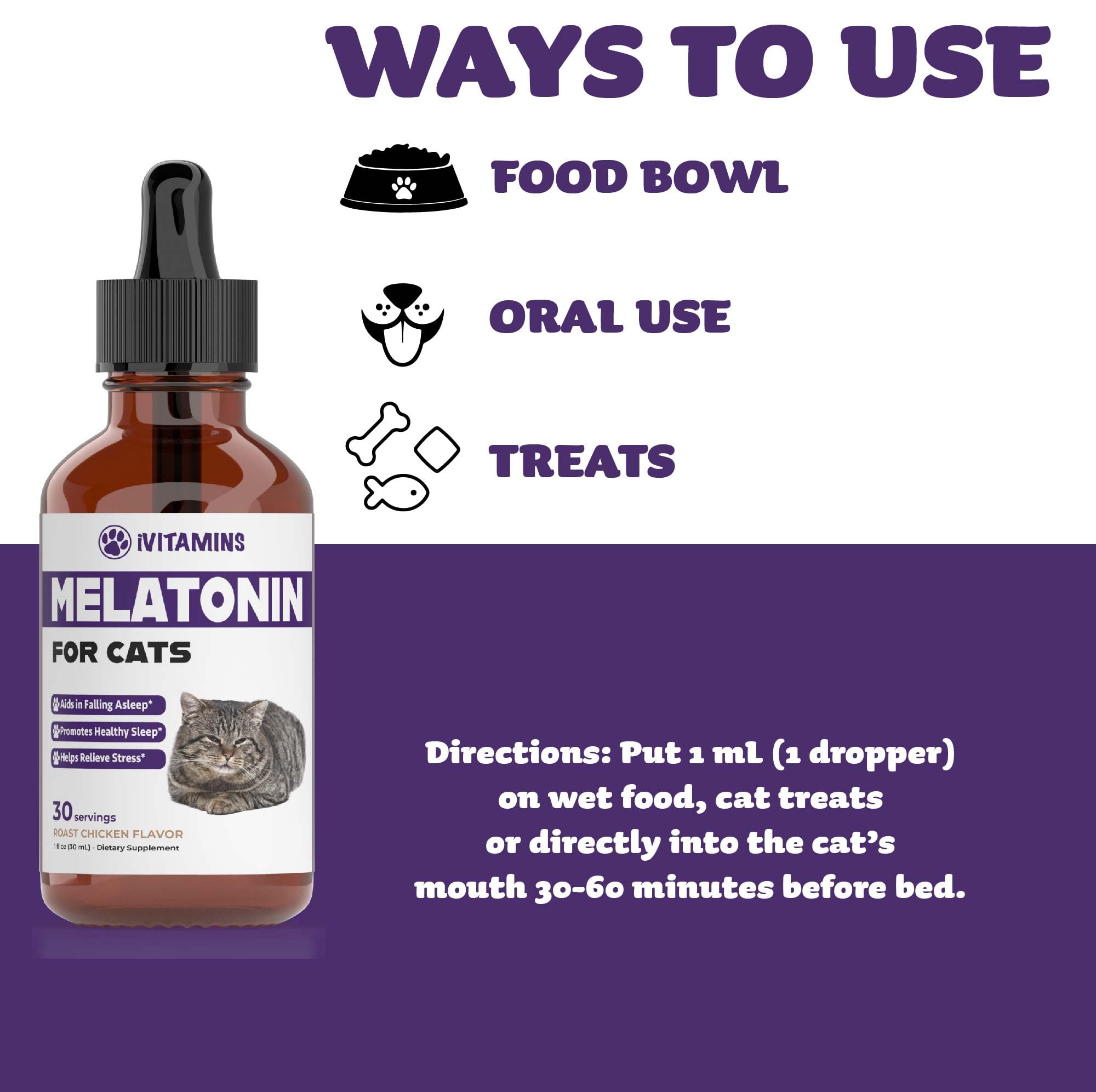 Melatonin for Cats | Supports Healthy, Restful Sleep for Your Cat | Cat Stress Relief | Cat Calming | Cat Anxiety Relief | Cat Melatonin | Anxiety Relief for Cats | Cat Sleep Aid | 1 fl oz