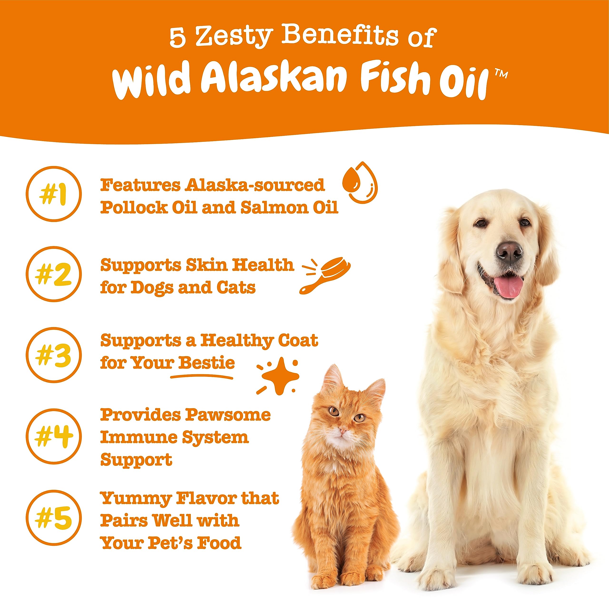 Zesty Paws Wild Alaskan Fish Oil for Dogs & Cats - Pollock & Salmon Oil Blend - Omega 3 Fatty Acids EPA & DHA for Pets - for Sensitive Skin + Coat Health - Immune System Support - 32 fl oz