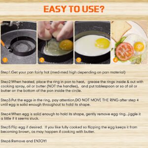 Patelai 12 Pcs 3.6 Inch Griddle Egg Ring for Frying Eggs with Orange Silicone Handle Stainless Steel Egg Circles for Cooking for Breakfast Pancake Omelette Sandwich