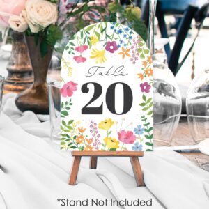 Big Dot of Happiness Wildflowers Bride - Boho Floral Bridal Shower and Wedding Party Double-Sided 5 x 7 inches Cards - Table Numbers - 1-20