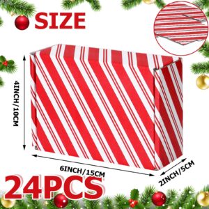 Tenceur 24 Pcs Christmas Gift Box with Lid 6 x 4 x 2 Inch Small Corrugated Cardboard paper Boxes Small Business Gift Packaging Mailing Supplies Recyclable Mailer Box, Red White Striped