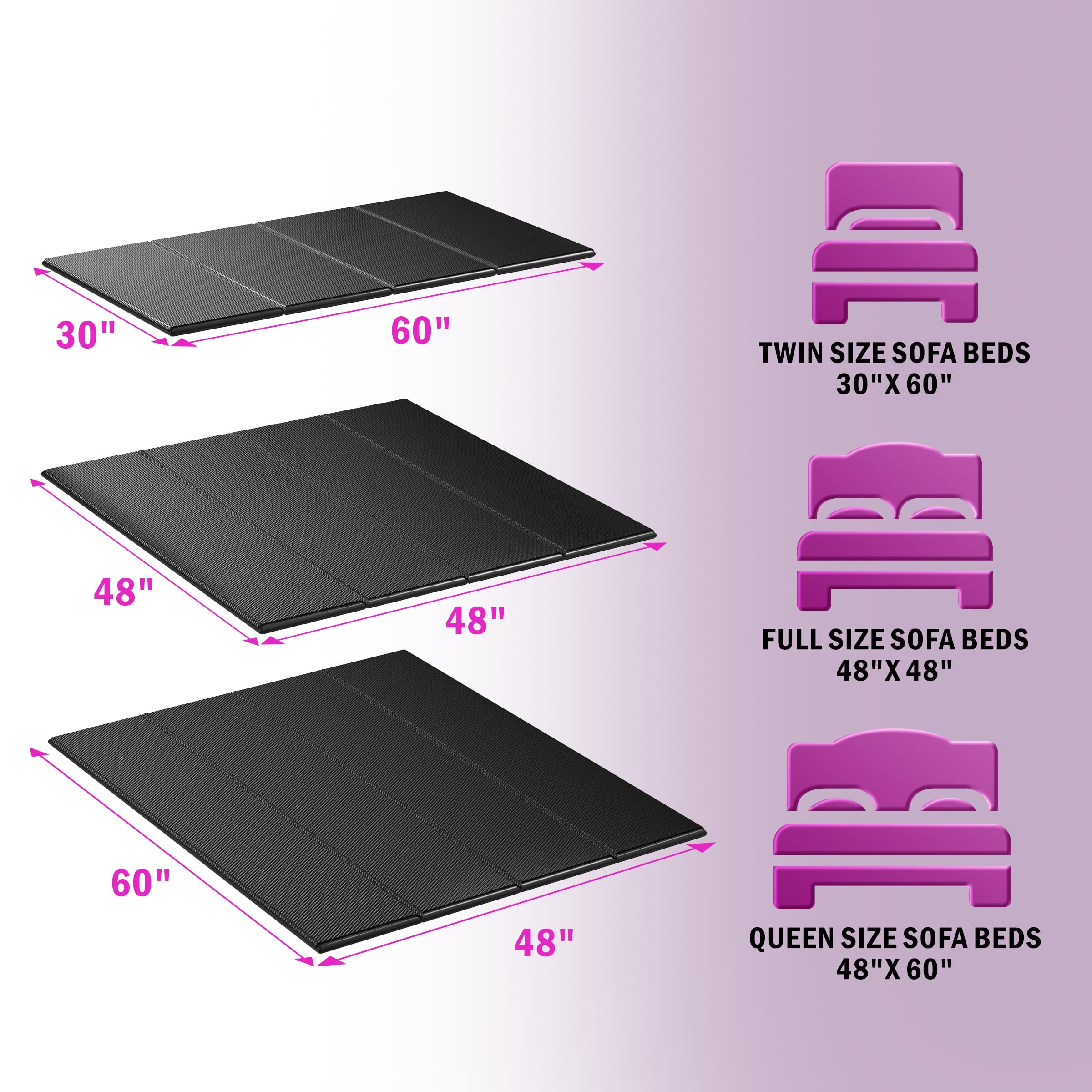 Imperius Foldable Box Spring, Bunkie Board, Bed Support Slats for Support to Streamline and Minimize The Bed, No Assembly Needed, Twin Size, 48 x 48