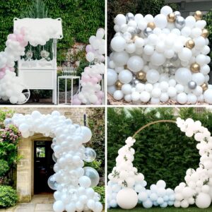 RUBFAC 5 Inch White Balloons, 120pcs Party Latex Balloons, Thicker White Balloons for Birthday Wedding Baby Shower Graduation Anniversary Party Decorations