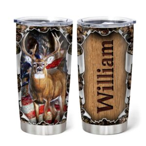 hyturtle personalized hunting gifts for men - deer hunting tumbler 20oz travel coffee mug stainless steel- fathers day gift for dad him boy husband from son wife- birthday christmas gifts for hunters