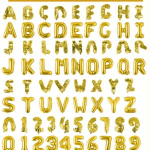 Happy Birthday Balloon Banner Custom Phrase Balloons letter 16 inch Personalized Alphabet Letters Foil Mylar Balloons (Gold)