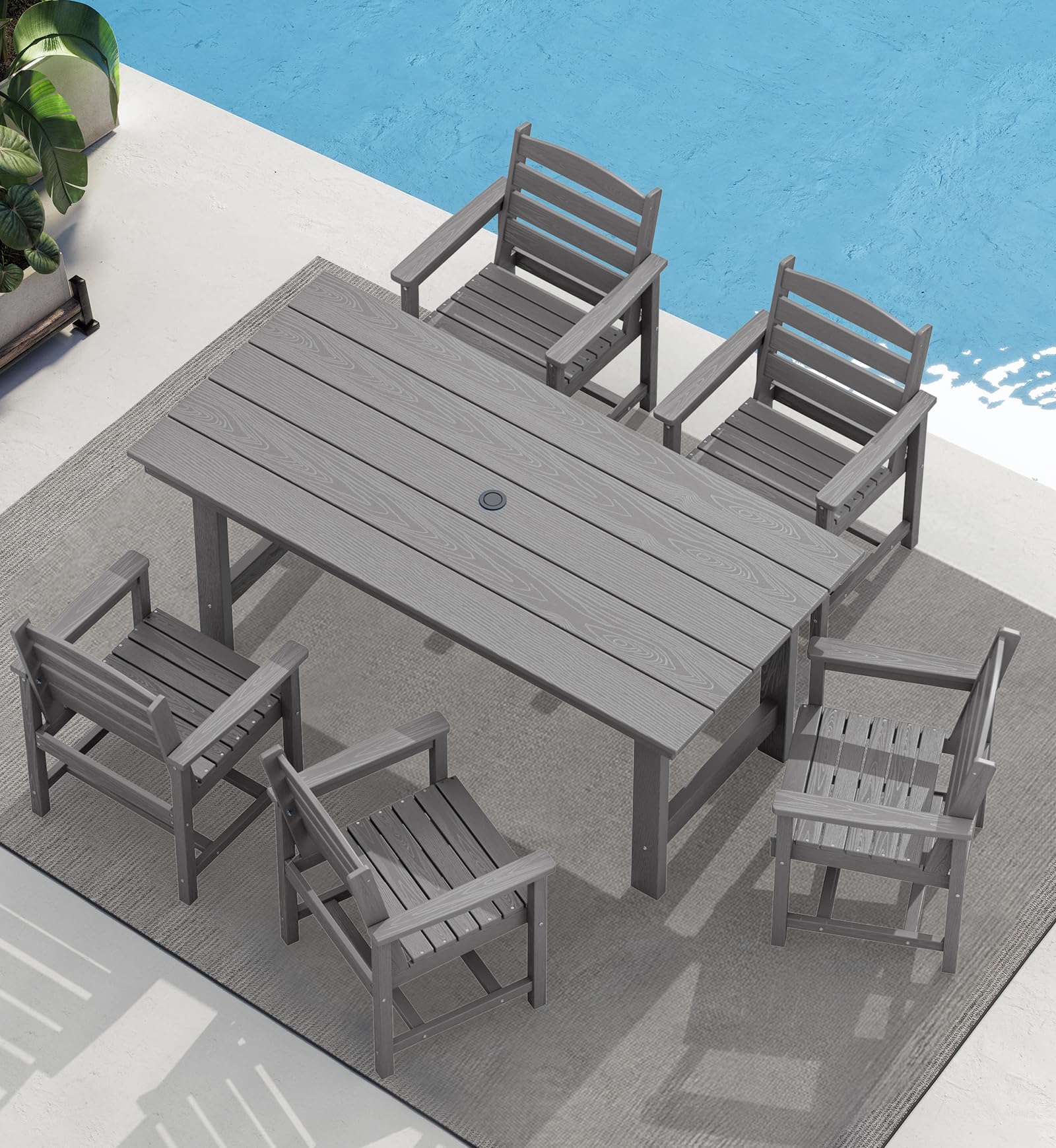 SERWALL Patio Dining Chair Set of 2, Gray