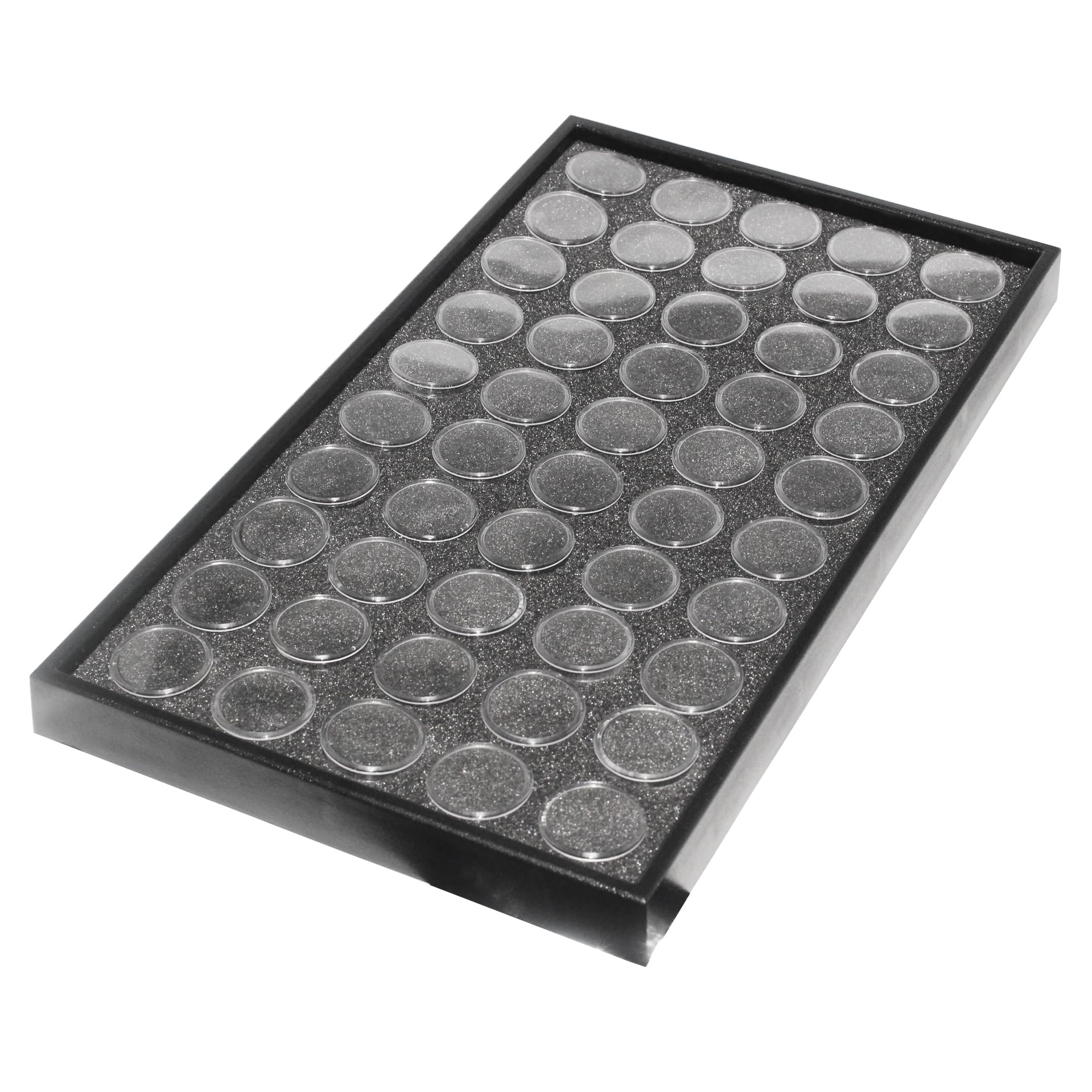 MIAO JIN Black Foam Gem Jars Showcase, Black Detachable Display Tray for Collectibles, 50 Grids Diamond Painting Bead Organizers Storage Containers