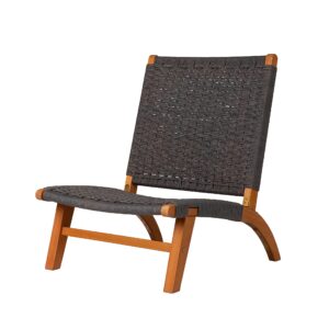 aspect living 64967 pura vida modern outdoor lounge chair - comfortable reclining design with woven web seat, durable wood construction - ideal for porch, patio, lawn, garden - charcoal gray