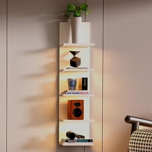 bloddream 5 tier wall shelves with led light, modern wall mount lack shelf, vanity floating shelves home decor organizer tall tower design utility shelf (white)