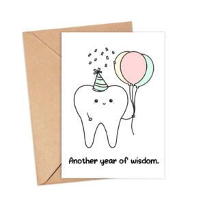 OwingsDesignsPerfect Another Year Of Wisdom Card - Tooth Pun Card - Dentist Birthday Card - Cute Medical Card - Dental Pun Card - Medical Pun Card - Orthodontist Card - Greeting Card