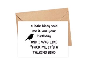 a little birdy told me it was your birthday card - hilarious birthday card - adult birthday card - funny birthday card for him/her - rude card - snarky birthday card - greeting card