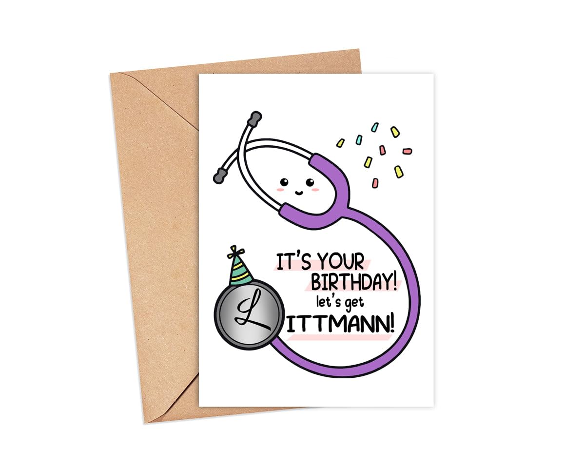 OwingsDesignsPerfect It's Your Birthday Let's Get Littman Card - Emergency Medicine Card - Medical Pun Card - Cute Medical Card Gift For Doctor-Nurse - Pediatrician Card - Greeting Card