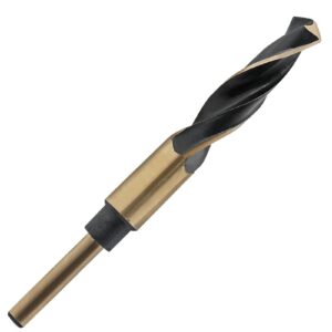 lifcratms 5/8" reduced shank drill bit, 0.38" shank hss drill bit black and gold oxide finish, 115 degree split point industrial drill bit for general building engineering woodworking diy projects