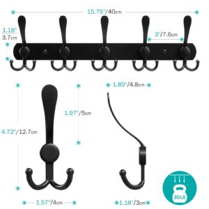 YOUDENOVA Wall Mount Coat Hook, Metal Coat Hanger for Hanging Clothes, Black Wall Coat Hooks for Bedroom, Kitchen, Bathroom, Black