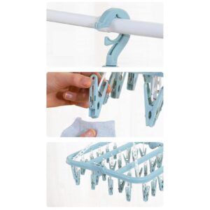 Clothes Drying Rack with 32 Clips, Underwear Hanger with Clips, Laundry Drying Rack Folding Sock and Underwear Hanger, Swivel Clothes Drying Clip, for Socks, Bras, Lingerie, Clothes