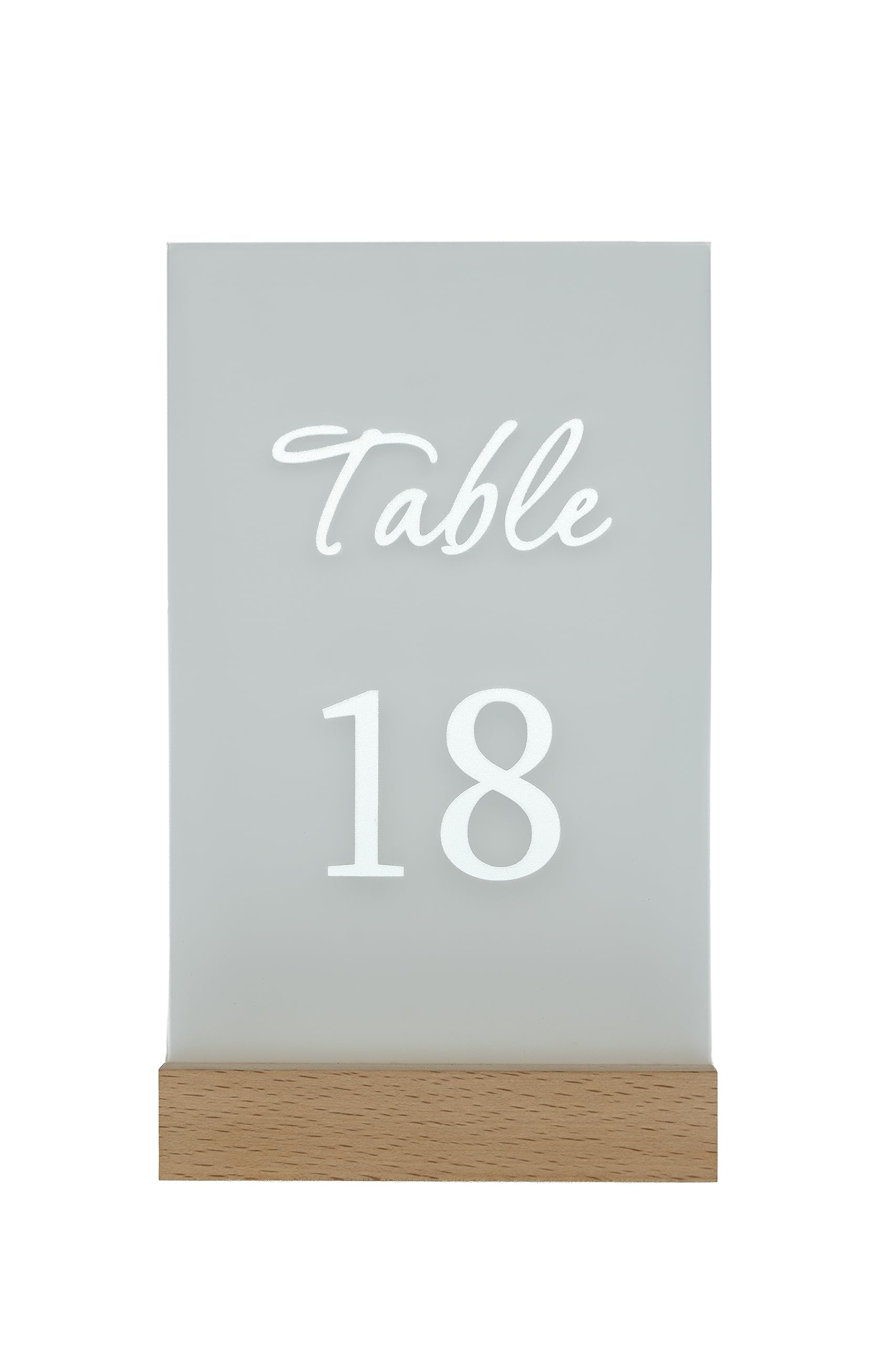 Table Numbers for Events/Weddings - 1-20 Numbered Acrylic Table Number Holders - Rustic Table Number Stands w/Wooden Base - Wedding Table Numbers - Acrylic Table Signs for Receptions, Parties & More