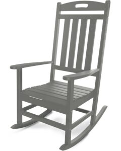 adiromoti outdoor rocking chair, all-weather resistant poly lumber rocker chair outdoor, high back plastic patio rocking chairs for outside porch rocker garden lawn, slate grey