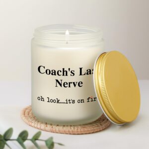 Coach Gifts for Men Women, Coach's Last Nerve Candle, Appreciation Gift for Baseball Softball Coach, Best Gift for Cheer Volleyball Swim Tennis Soccer Track Dance Coach, Funny Thank You Coach Present