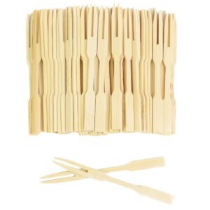 mini fruit fork 3.5 inch mini bamboo forks cocktail forks appetizer forks, small forks for appetizer, disposable food picks for fruit, dessert, cheese, cocktail appetizer fork