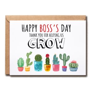 eruditegifts cute thank you card - happy boss's day card - funny greeting card - card for plant lover - gift for men boss