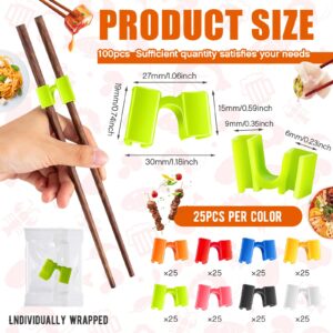 Suttmin 200 Pcs Reusable Chopsticks Helper Multicolor Training Chopsticks Hinges Connector Plastic Practice Chopstick Trainer Chinese Chop Stick Helper for Adult Learner Beginner