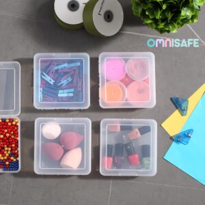 OMNISAFE 18 Pack Small Plastic Hobby Art Craft Organizer, Clear Plastic Storage Containers with Latching Lid, for Pencil Box, Lego, Crayon