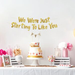 We Were Just Starting To Like You Gold Glitter Banner - Going Away Party - Moving Party - New Job - Will Miss You - Funny Retirement Party Supplies, Gifts and Decorations