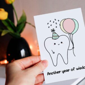 OwingsDesignsPerfect Another Year Of Wisdom Card - Tooth Pun Card - Dentist Birthday Card - Cute Medical Card - Dental Pun Card - Medical Pun Card - Orthodontist Card - Greeting Card