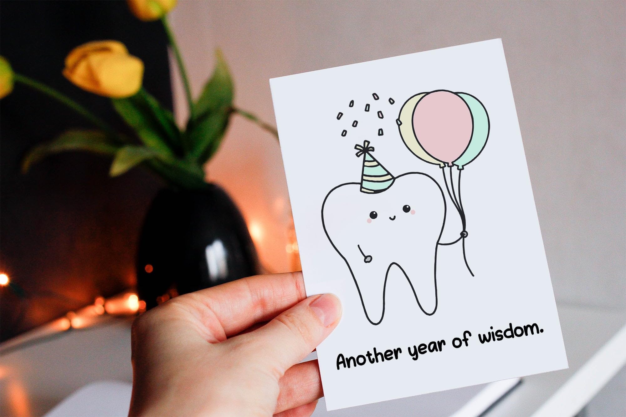 OwingsDesignsPerfect Another Year Of Wisdom Card - Tooth Pun Card - Dentist Birthday Card - Cute Medical Card - Dental Pun Card - Medical Pun Card - Orthodontist Card - Greeting Card