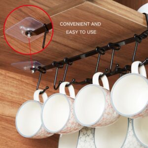 XILAOTOU Mug Rack Under Cabinet - Coffee Cup Holder, Each Bracket is Equipped with 6 and Adjustable Position of The Hook, Display Hanging Cups Drying Hook for Bar Kitchen Utensils Black 2 Sets