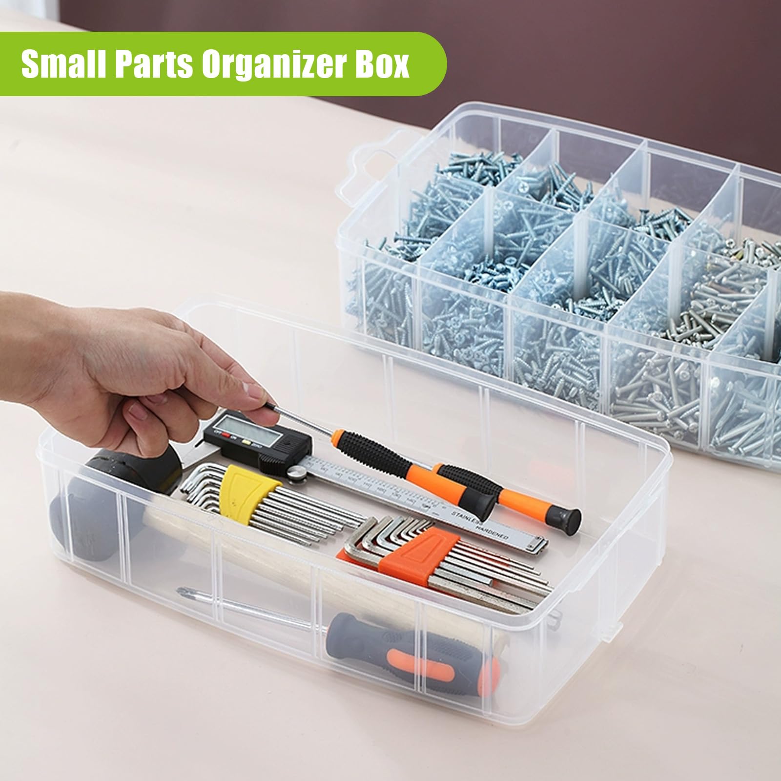 Large size Craft Storage Box with 30 Adjustable Compartments 3-Tier Bead Storage Organizer Clear Stackable Plastic Box Containers with Handle for Arts Jewelry Toy Sewing Accessories Beauty Supplies