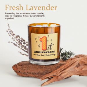 One Year Anniversary Candle Gifts for Him Her - 1st Anniversary Wedding Gifts for Couple, 1 Year Anniversary Unique Gifts for Girlfriend Boyfriend, 10 oz Lavender Candle